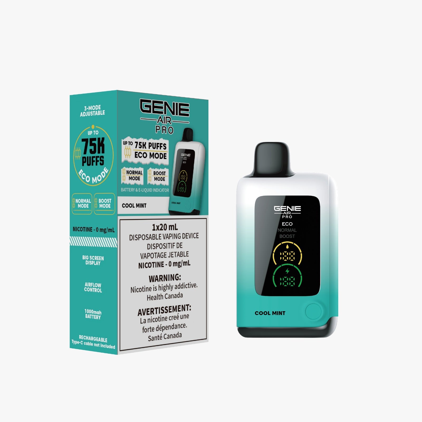 GENIE AIR PRO 50K ZERO NICOTINE BOX (10 PC/BOX) - COOL MINT – Windsor Vape